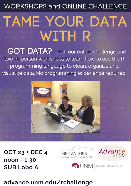 Bring your own data to the R workshop Dec. 4 – Advance at UNM